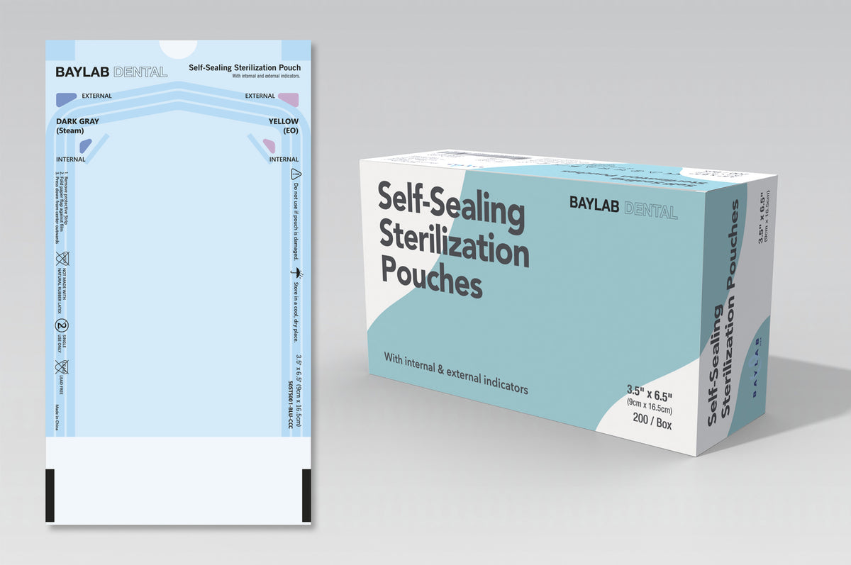 BAYLAB Dental Self-Seal Sterilization Pouch - 200 Count - Blue – BAYLAB USA