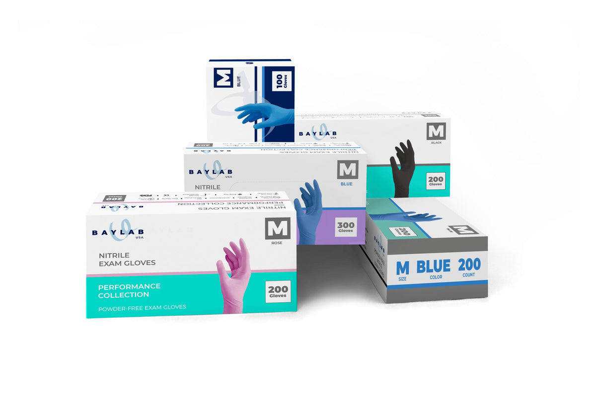 100% Nitrile Exam Gloves- Blue – BAYLAB USA